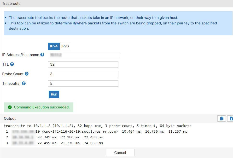 Traceroute | FortiLAN Cloud 23.4.0 | Fortinet Document Library