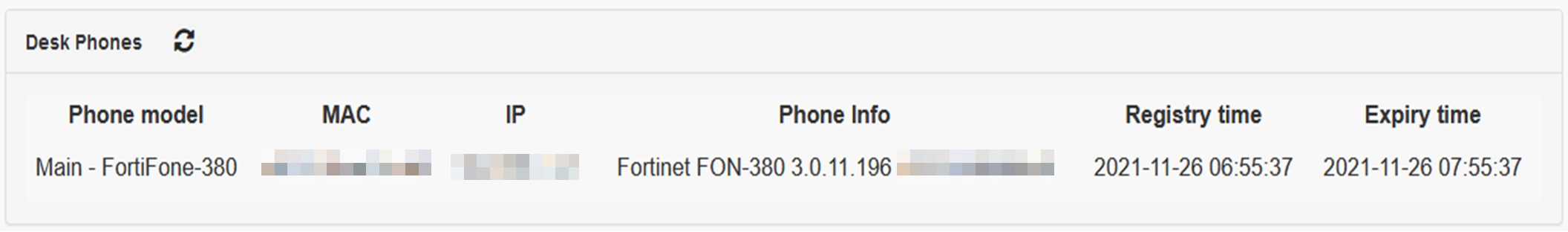 Displaying desk phone details | FortiVoice 6.4.7