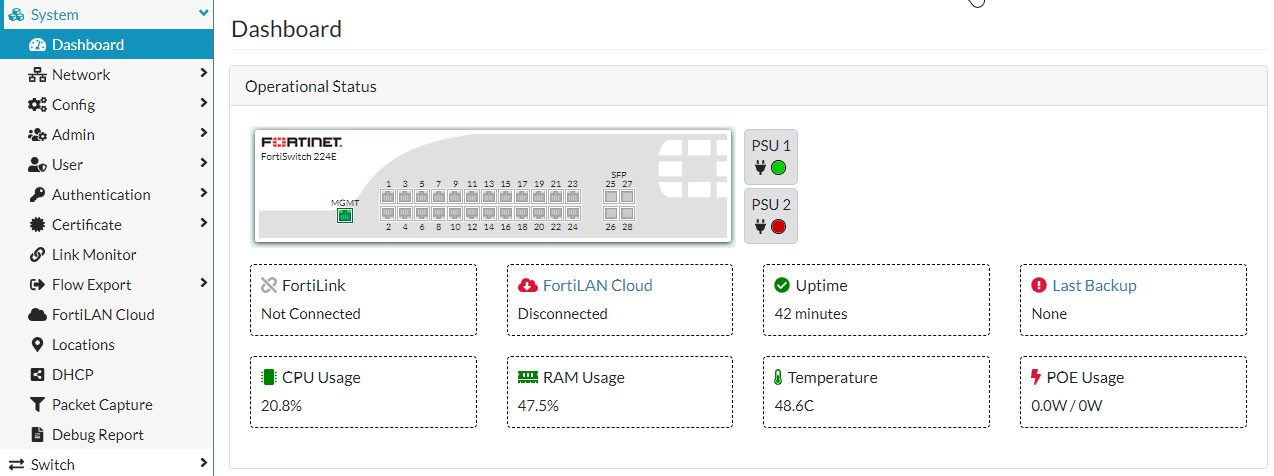 Dashboard | FortiSwitch 7.6.0 | Fortinet Document Library