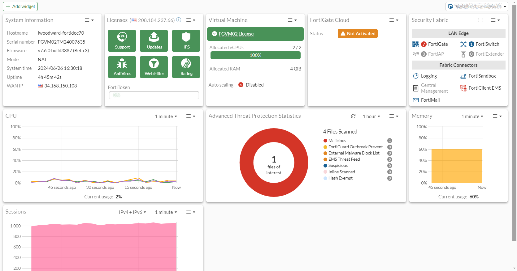 Expanded support for Advanced Threat Protection Statistics widget | FortiGate / FortiOS 7.6.0 ...