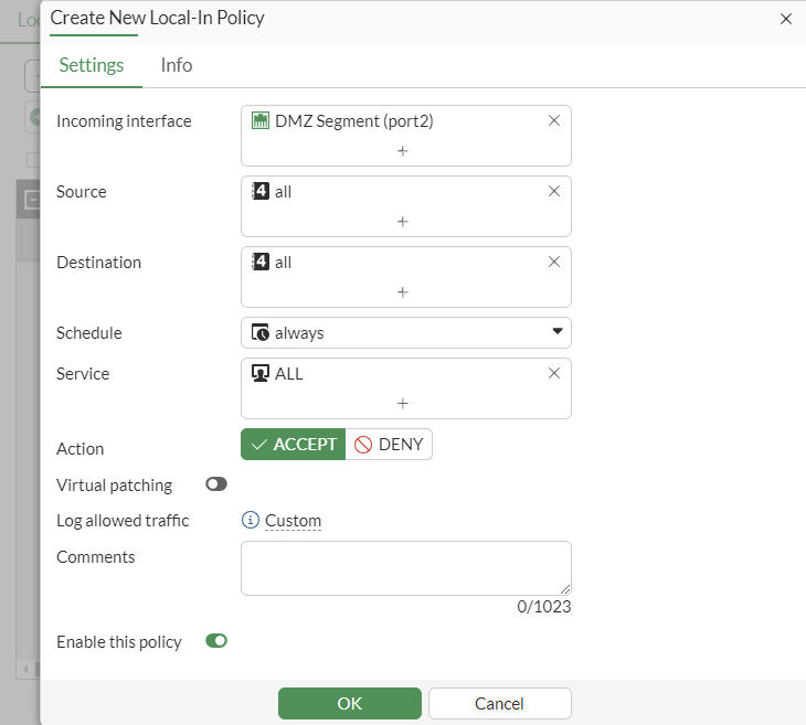 Logging local traffic per local-in policy | FortiGate / FortiOS 7.6.0 ...