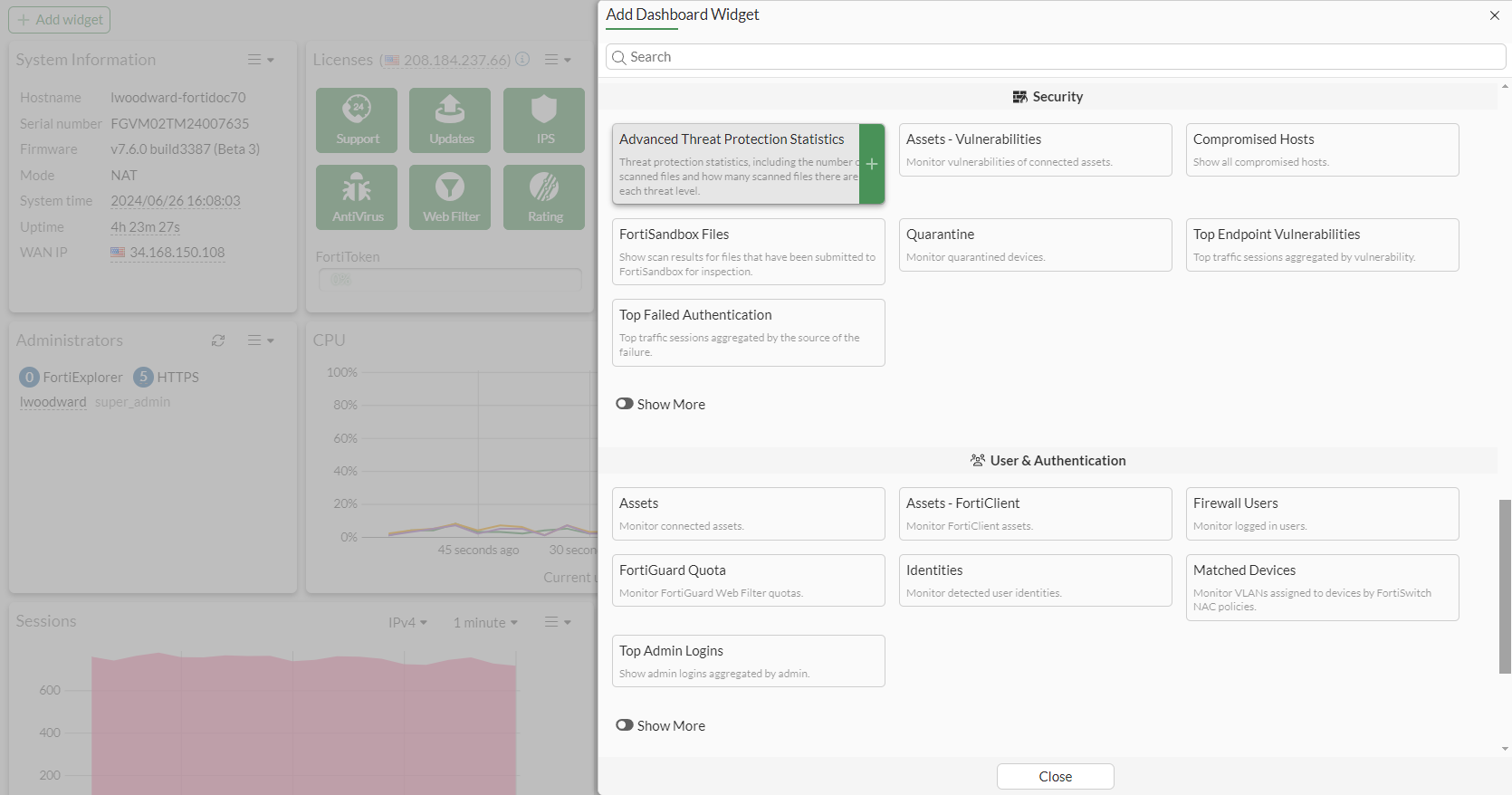 Expanded support for Advanced Threat Protection Statistics widget ...