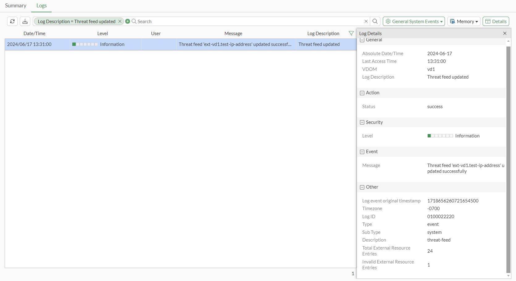 Gui Support For Enhanced Logging For Threat Feeds Fortigate Fortios 760 Fortinet
