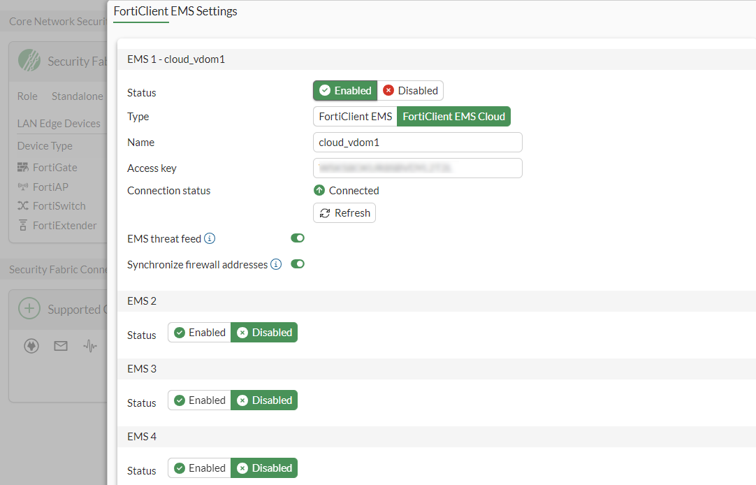 Support multi-tenant FortiClient Cloud fabric connectors in the GUI 7.6.1 | FortiGate / FortiOS ...