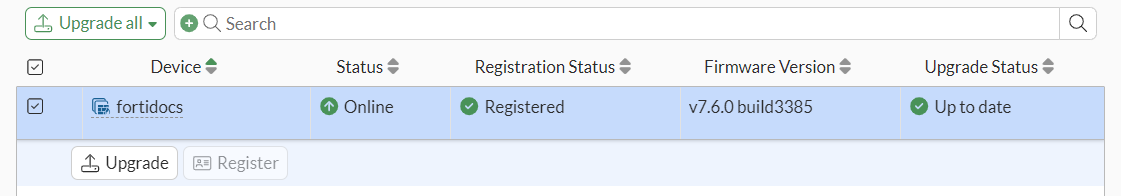 GUI improvements to device upgrade | FortiGate / FortiOS 7.6.0 ...