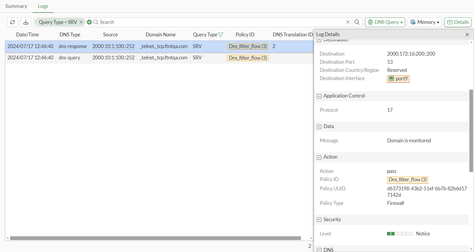 Dns Translation Support For Service Records Over The Dns Filter Profile Fortigate Fortios 7