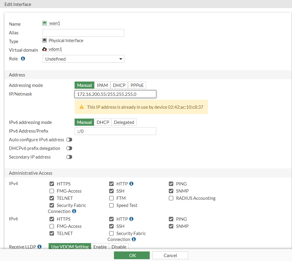 Logging detection of duplicate IPv4 addresses | FortiGate / FortiOS 7.6.0 | Fortinet Document ...