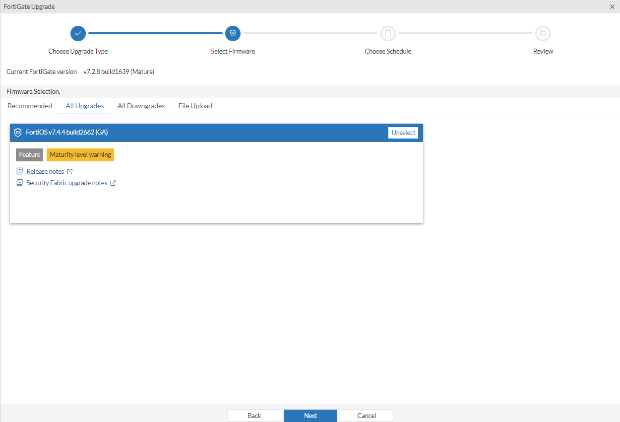 GUI improvements to device upgrade | FortiGate / FortiOS | Fortinet ...