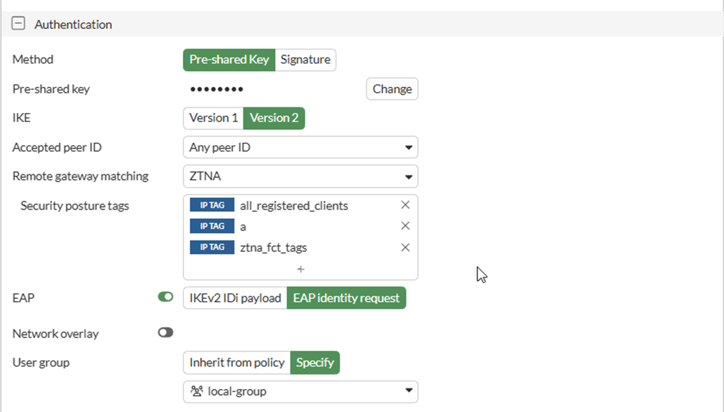 GUI support for security posture tags in dial-up IPsec VPN tunnels 7.6. ...