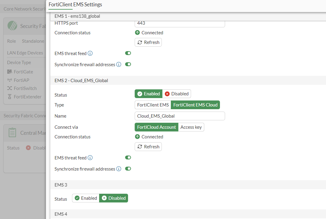 Support multi-tenant FortiClient Cloud fabric connectors in the GUI 7.6 ...