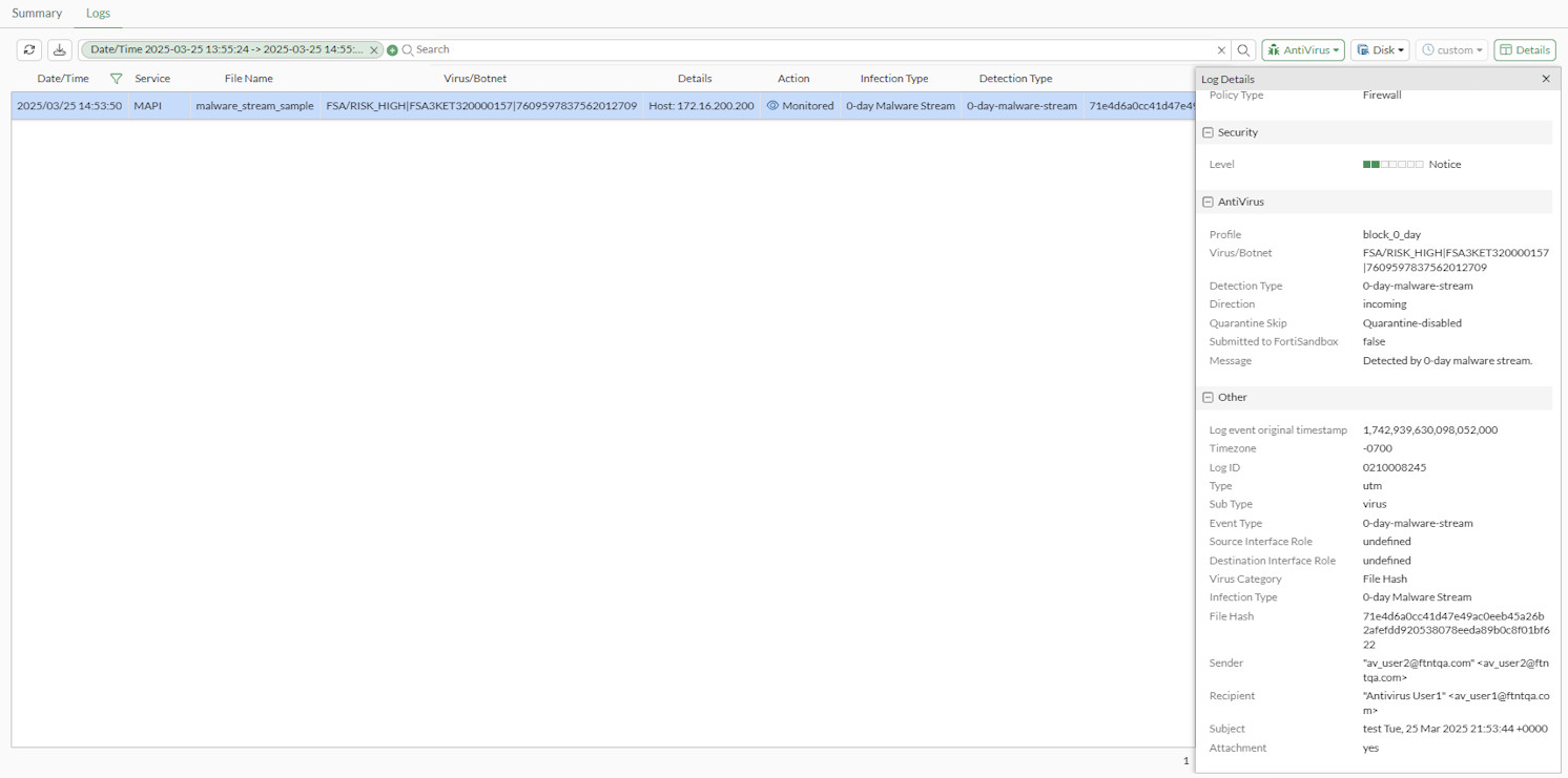 Zero-day malware stream scanning 7.6.3 | FortiGate / FortiOS 7.6.0 ...