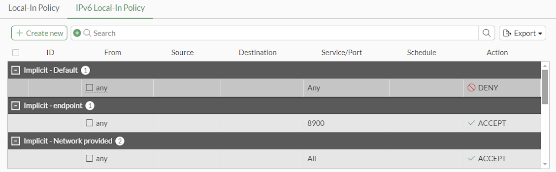 GUI support for local-in policies | FortiGate / FortiOS 7.6.0 ...
