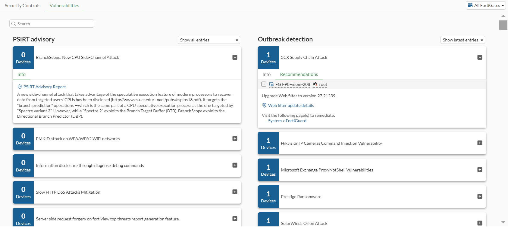 GUI improvements to Security Rating | FortiGate / FortiOS 7.6.0 ...