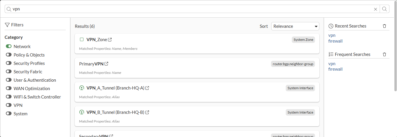 GUI access for global search 7.6.3 | FortiGate / FortiOS 7.6.0 ...
