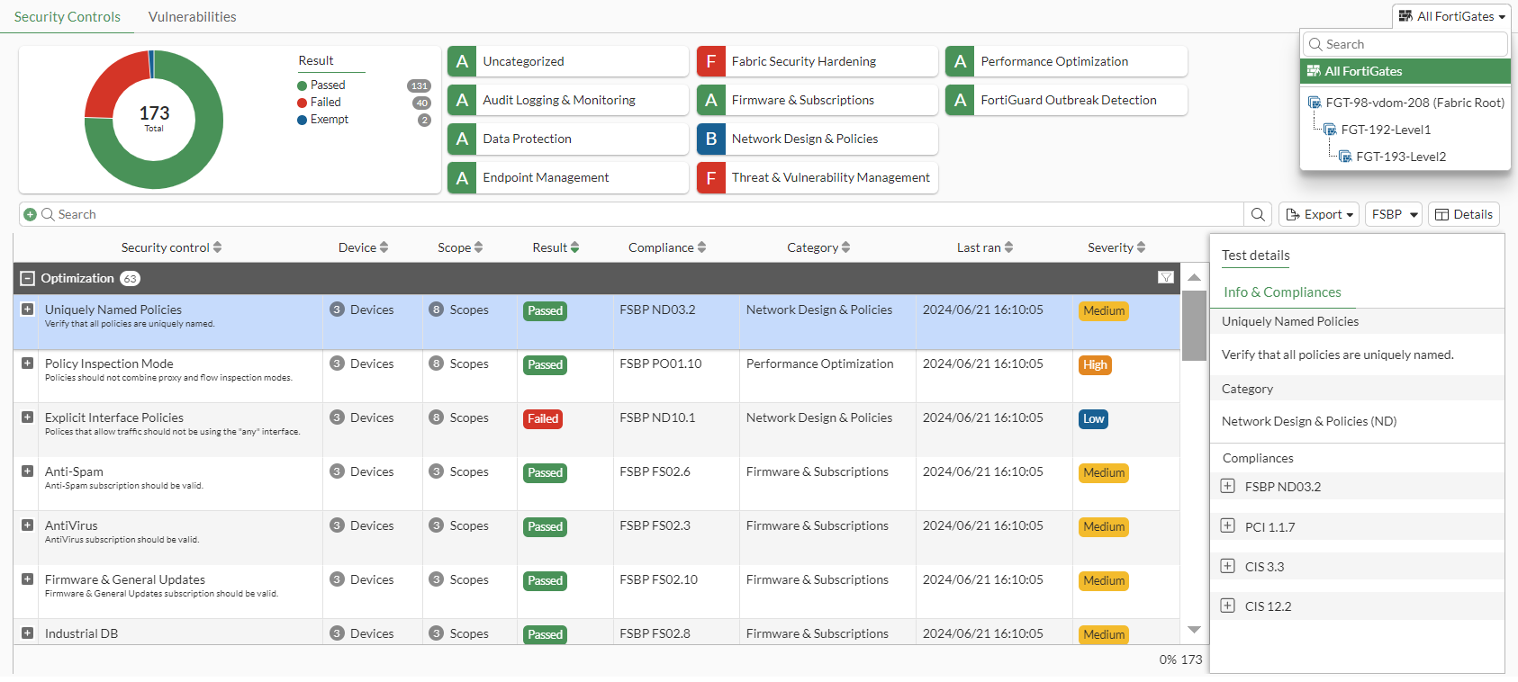 GUI improvements to Security Rating | FortiGate / FortiOS 7.6.0 ...
