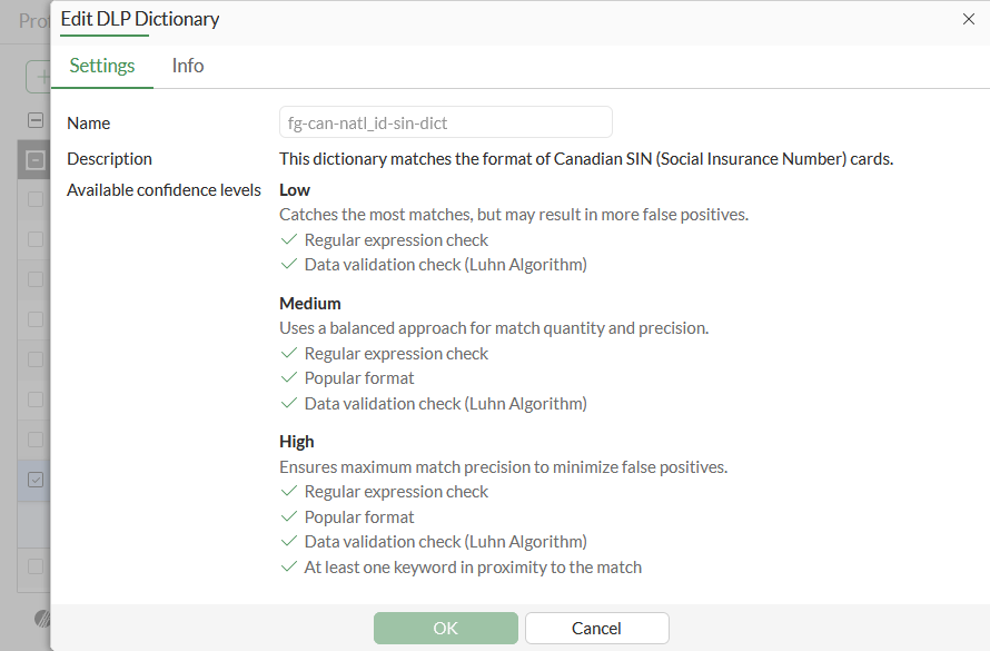 FortiGuard managed DLP dictionaries | FortiGate / FortiOS 7.6.0 ...