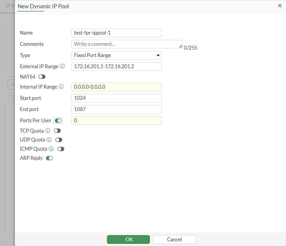 Custom port ranges for PBA and FPR IP pools | FortiGate / FortiOS ...
