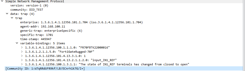SNMP traps and automation-stitch notifications for DIO module alarm ...