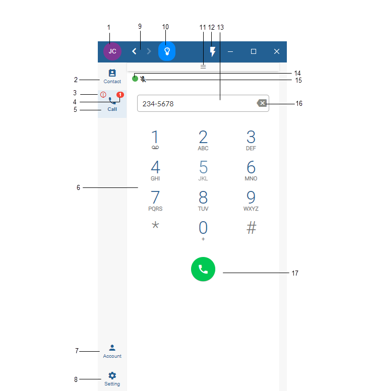 Viewing the call screen | FortiFone 1.0.0 | Fortinet Document Library