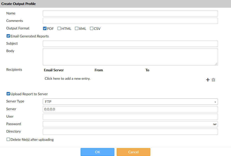 Creating output profiles | FortiAnalyzer 7.0.5 | Fortinet Document Library
