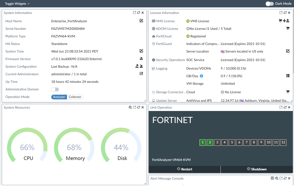 Dashboard | FortiAnalyzer 7.0.5 | Fortinet Document Library