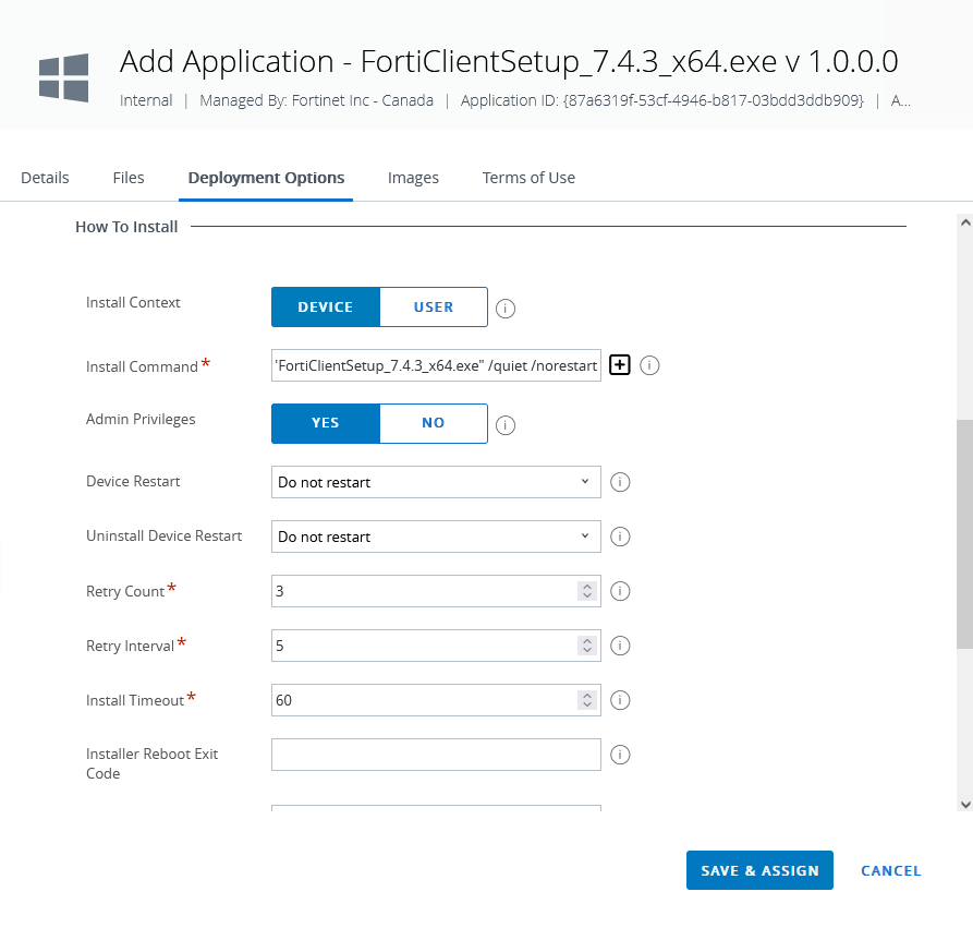Deploying FortiClient (Windows) using Workspace ONE | FortiClient 7.4.0 ...