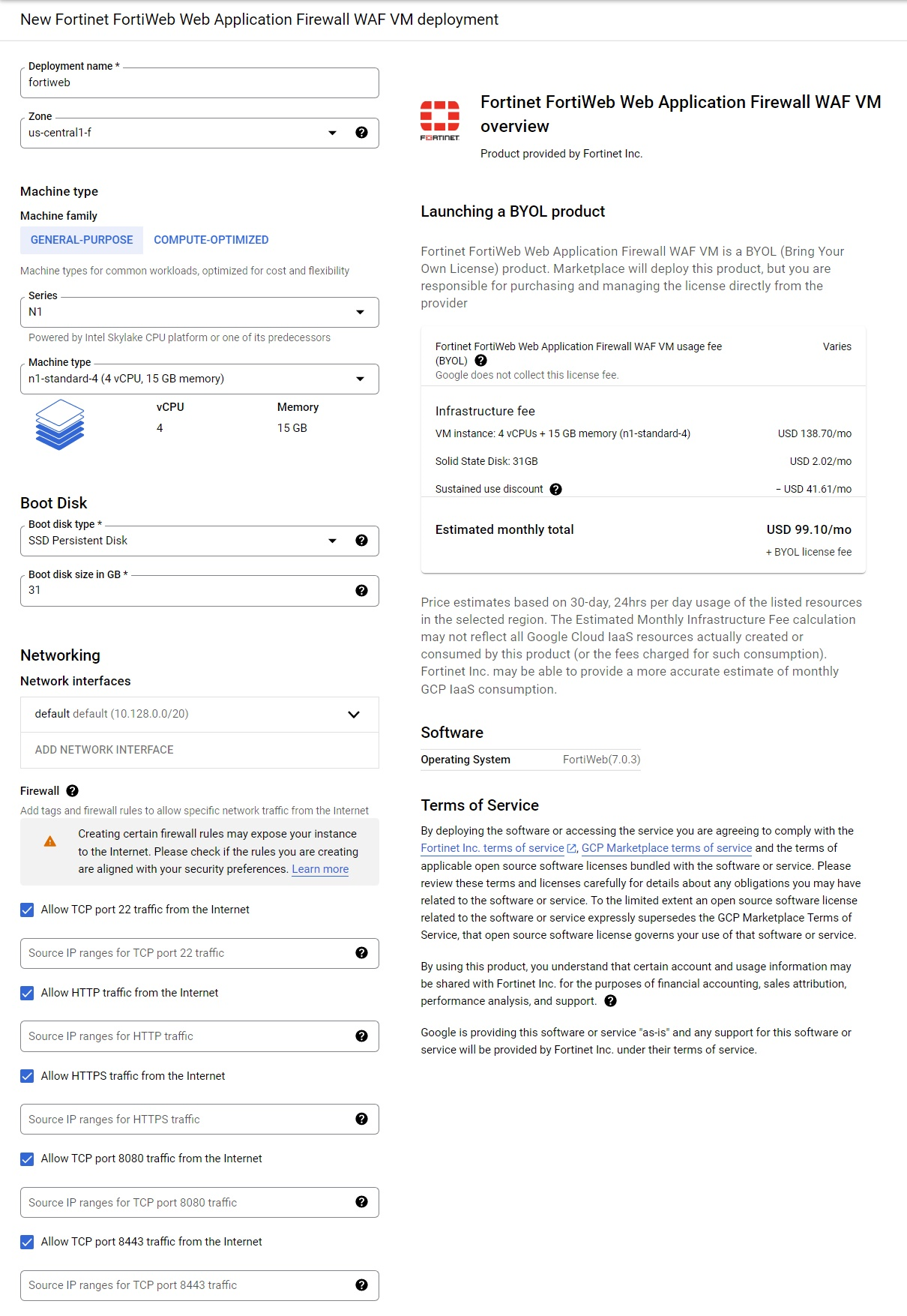 Deploying FortiWeb from Google Cloud Marketplace | FortiWeb Public ...