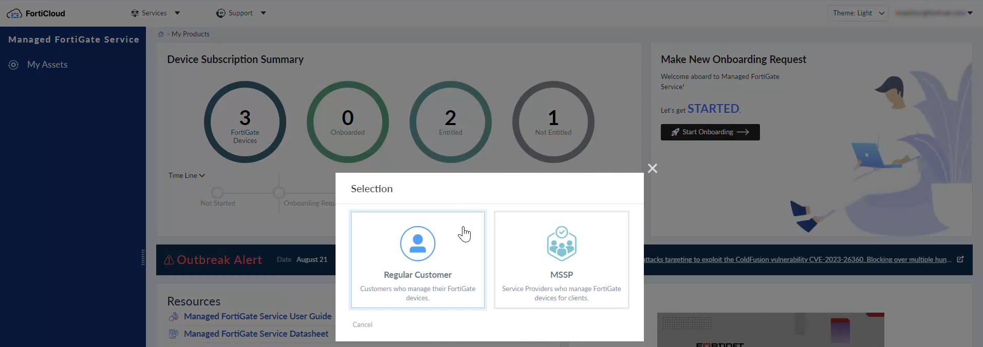 Regular customer onboarding | Managed FortiGate Service 24.4.0 ...