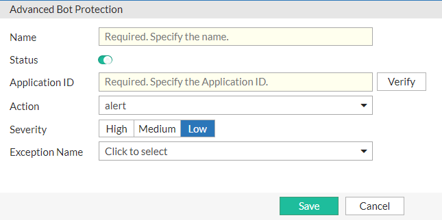 Configuring an Advanced Bot Protection policy | FortiADC 7.4.5 ...