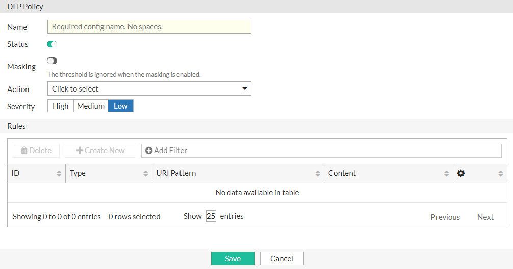 Configuring a DLP Policy | FortiADC 7.4.5 | Fortinet Document Library