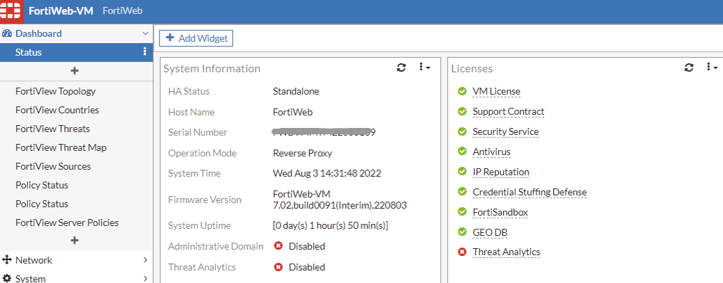 System license issues | FortiWeb 7.6.2 | Fortinet Document Library