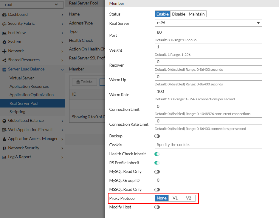 Support Proxy Protocol for L4 TCP | FortiADC 8.0.0 | Fortinet Document Library