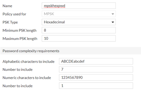 MPSK Password Policy | FortiGuest 1.3.0 | Fortinet Document Library