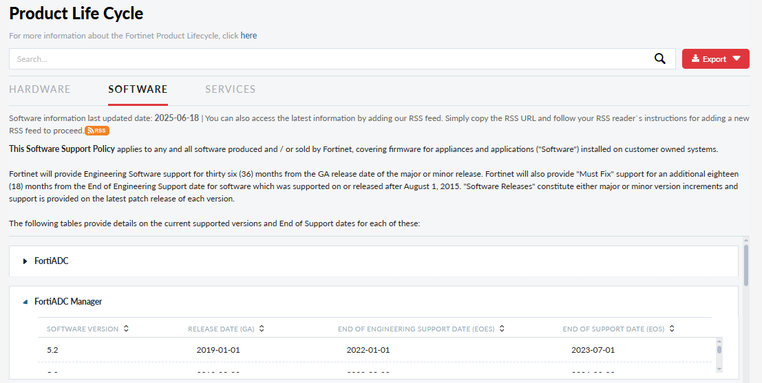 Product Life Cycle | FortiCloud Services 25.3.a | Fortinet Document Library