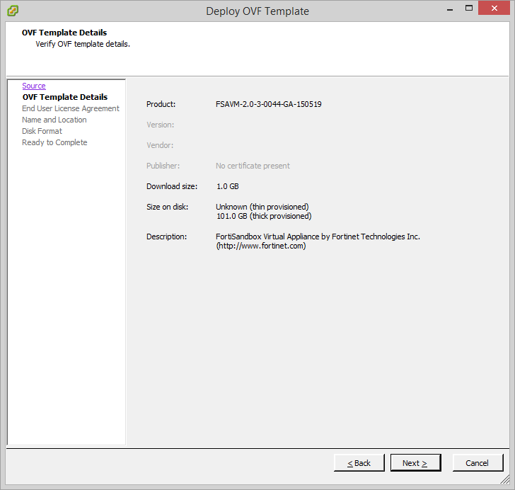 Deploying the OVF file | FortiSandbox Private Cloud 5.0.0 | Fortinet ...