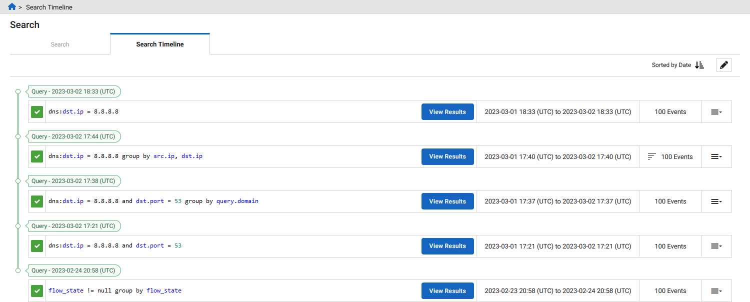 Search Timeline | FortiNDR Cloud 2024.2.0 | Fortinet Document Library