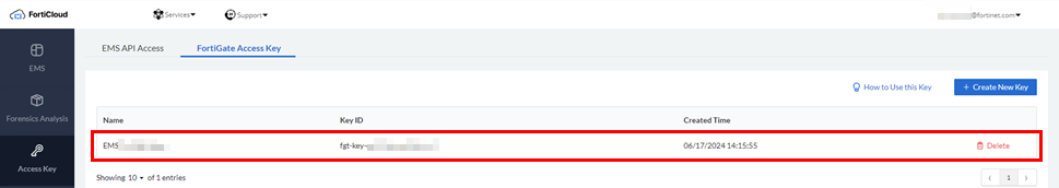 API access keys | FortiClient Cloud | Fortinet Document Library