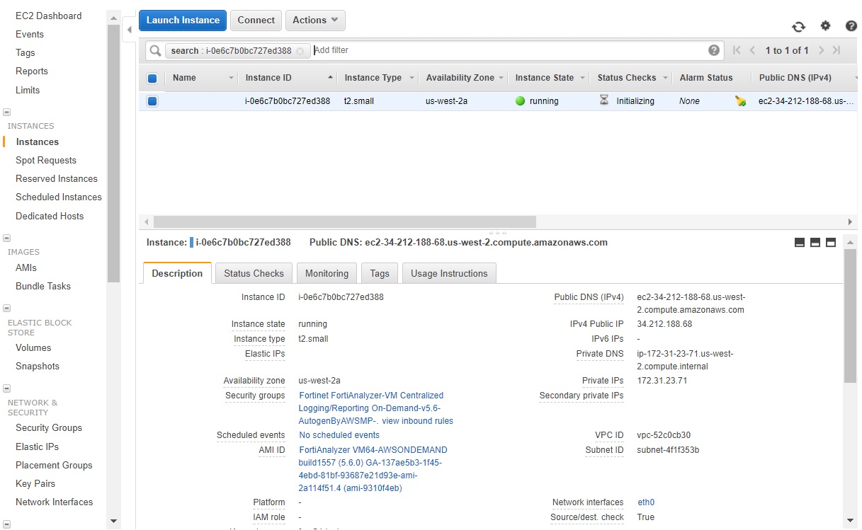Deploying Vm Using 1 Click Launch Fortianalyzer Public Cloud 7 2 0