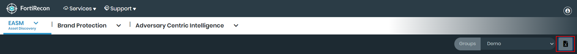 Exporting assets | FortiRecon 23.4.a | Fortinet Document Library