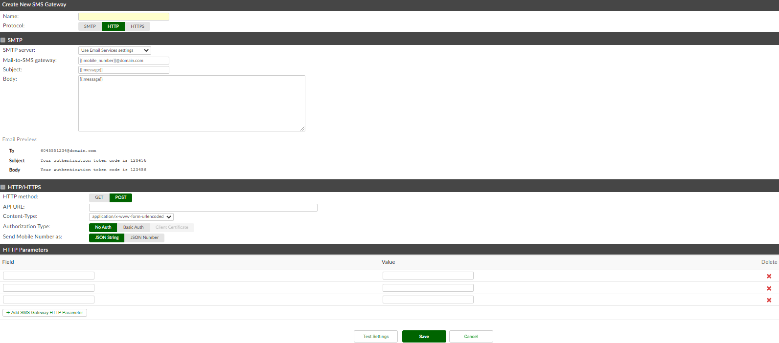 SMS gateways | FortiAuthenticator 6.5.3 | Fortinet Document Library