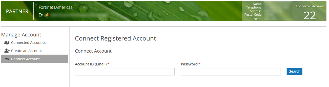 Creating connected accounts (Partners) | FortiCloud Services 25.1.a ...