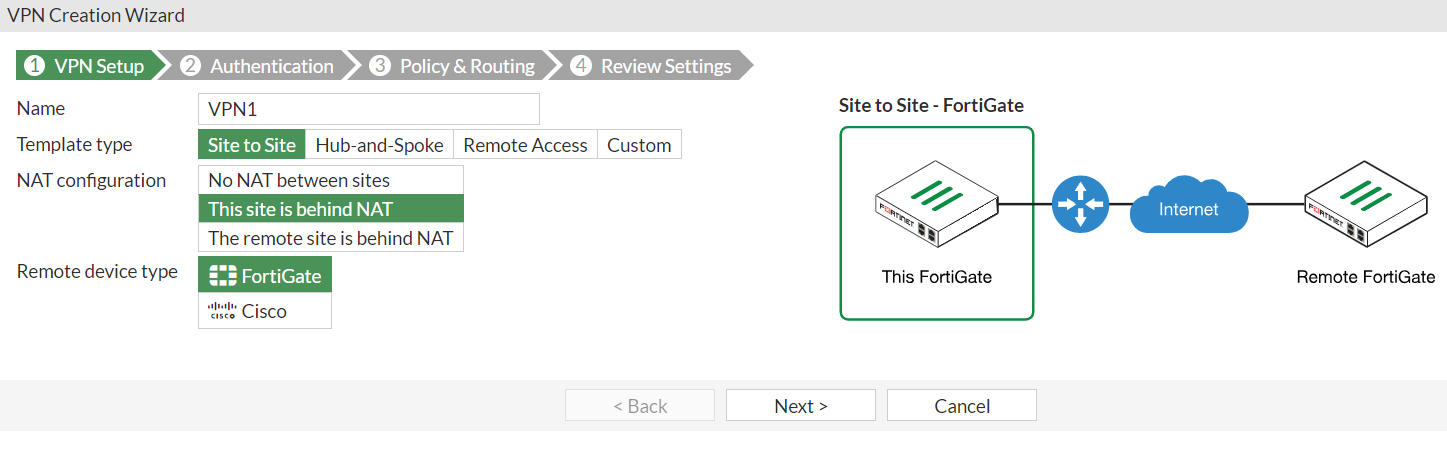 IPsec configuration using IPsec wizard and CLI | FortiSASE | Fortinet Document Library