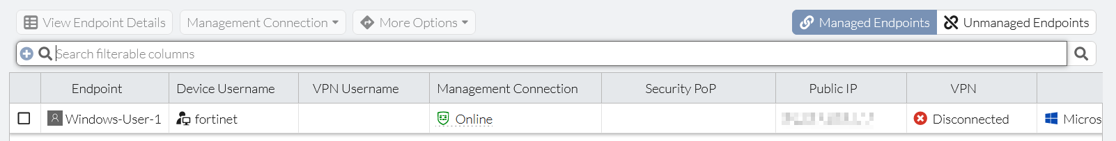 Example: Adding an endpoint to management after it was previously ...