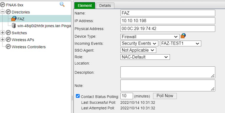 Step 3: Add FortiAnalyzer as a Pingable Device in the FortiNAC ...