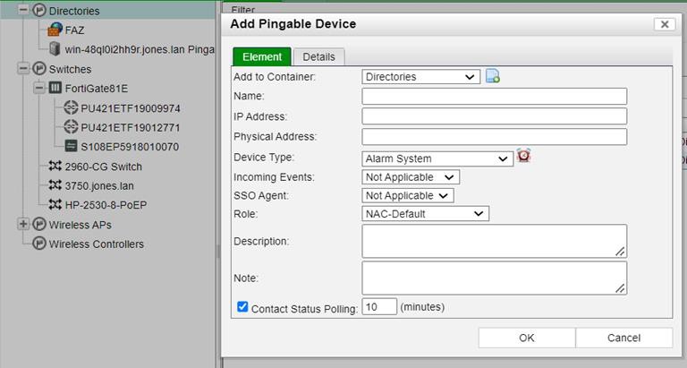 Step 3: Add FortiAnalyzer as a Pingable Device in the FortiNAC ...