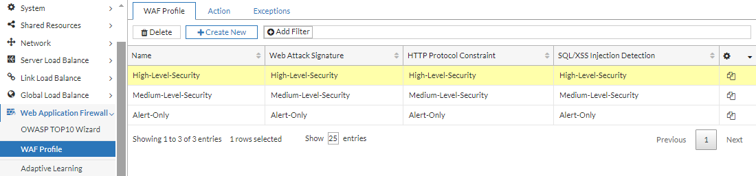 Configuring the WAF Profile | FortiADC 7.6.0 | Fortinet Document Library