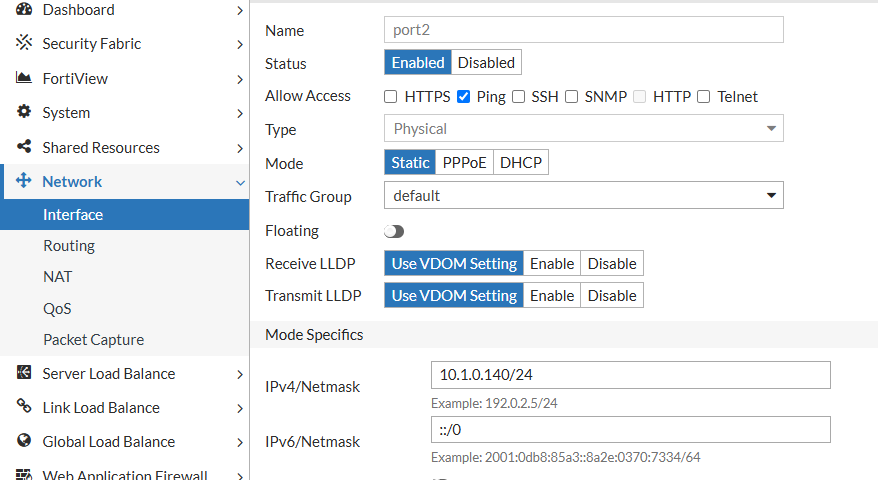 Configuring network interfaces for the incoming and outgoing traffic ...