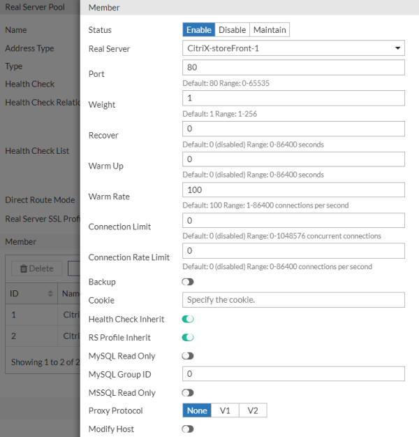 Real Server Pool configuration | FortiADC 7.6.0 | Fortinet Document Library