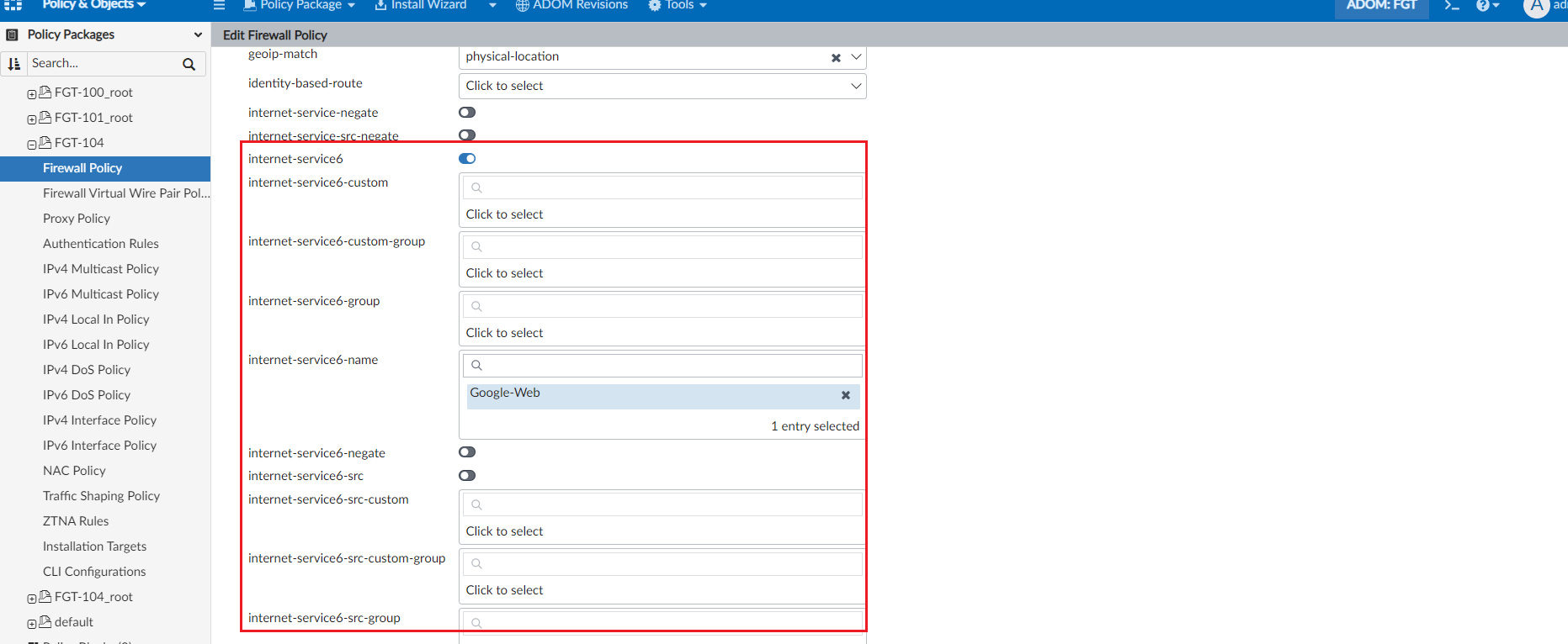 ADOM version 7.2 supports policy package installation to the lower ...
