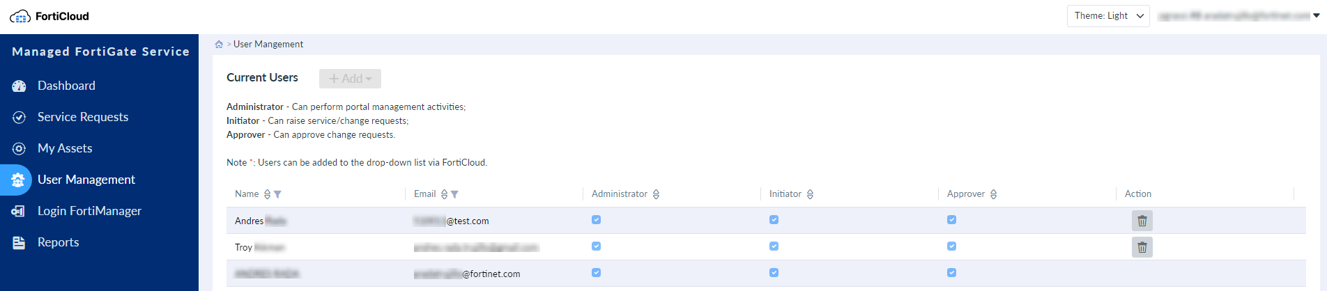 User Management | Managed FortiGate Service | Fortinet Document Library